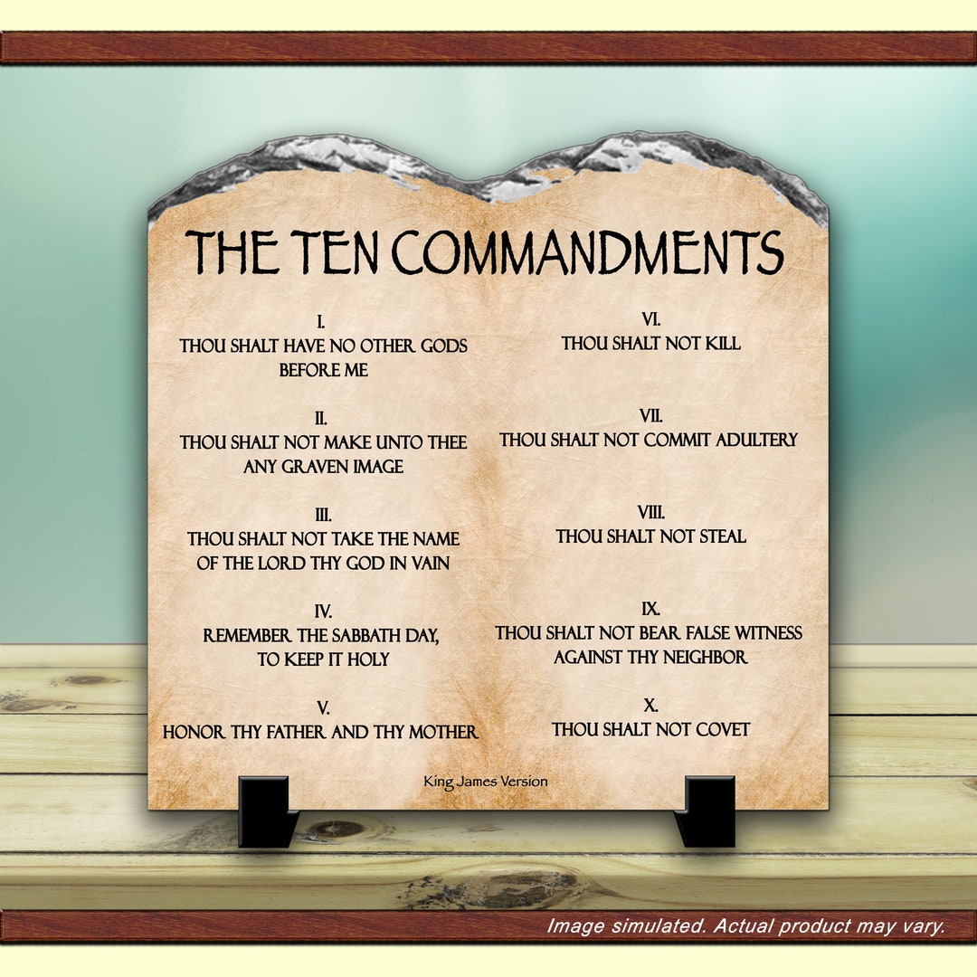 The Ten Commandments KJV 8 X 8 Inch Slate Plaque With - Etsy Canada