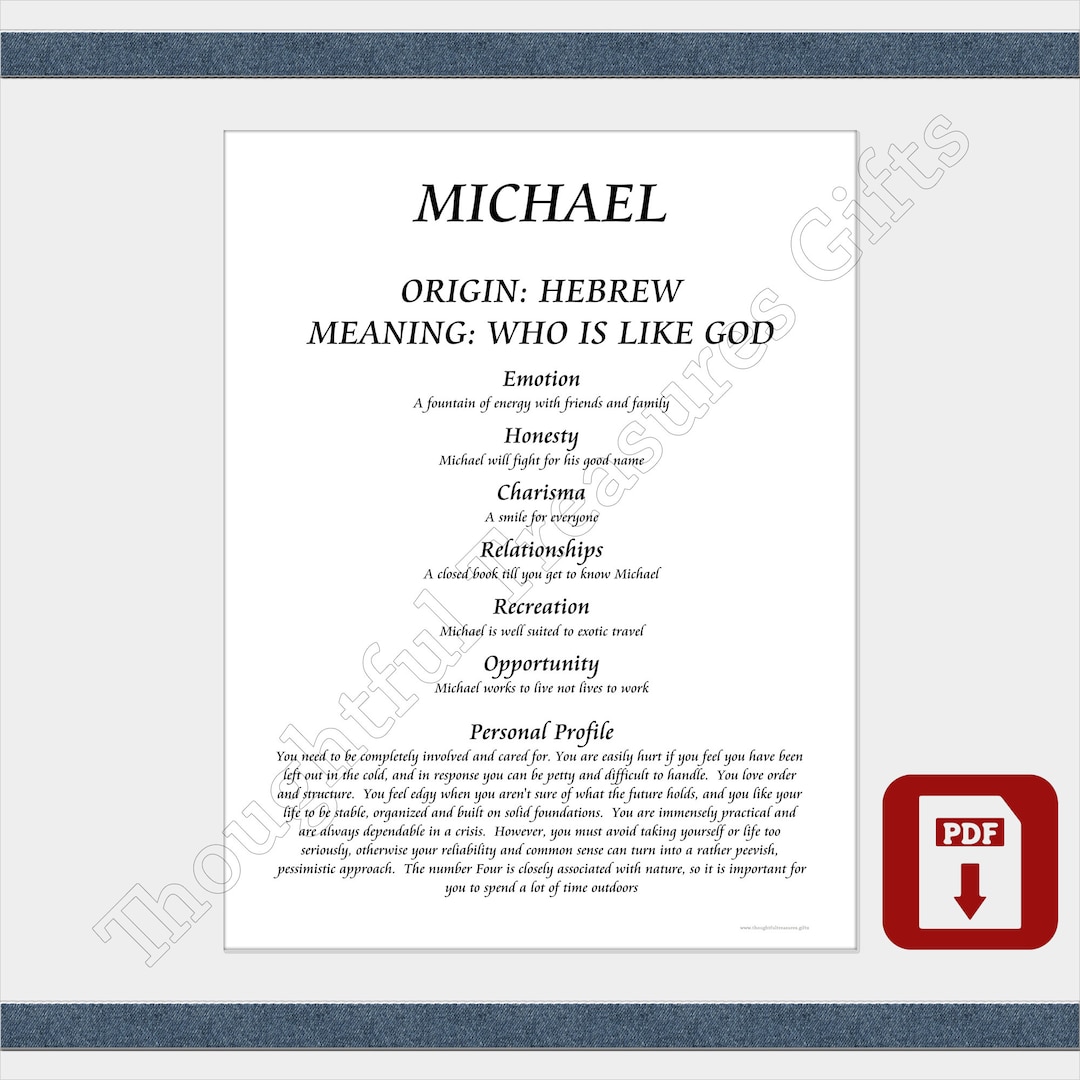 Michael - First Name Meaning PDF File - Etsy