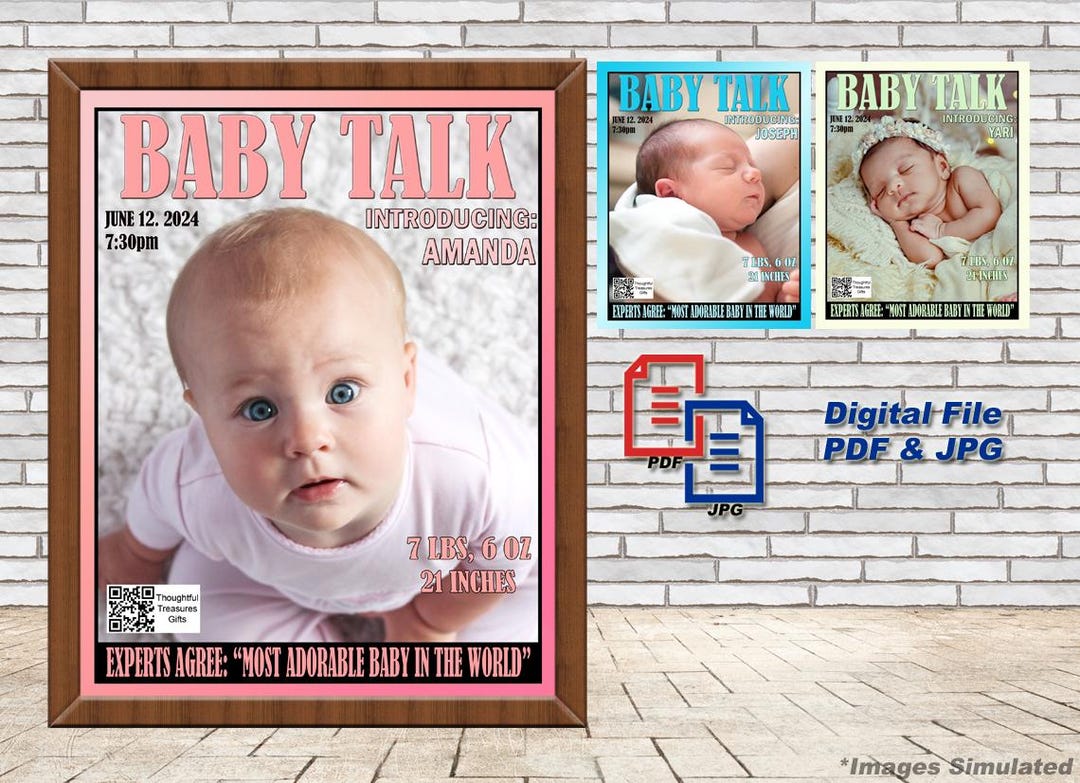 Baby Talk Personalized Magazine Cover PDF & JPG File - Etsy