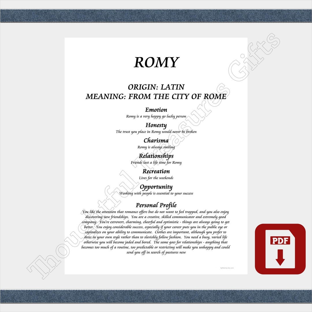 Romy - First Name Meaning PDF File - Etsy