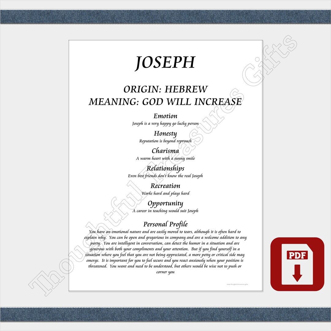 Joseph - First Name Meaning PDF File - Etsy