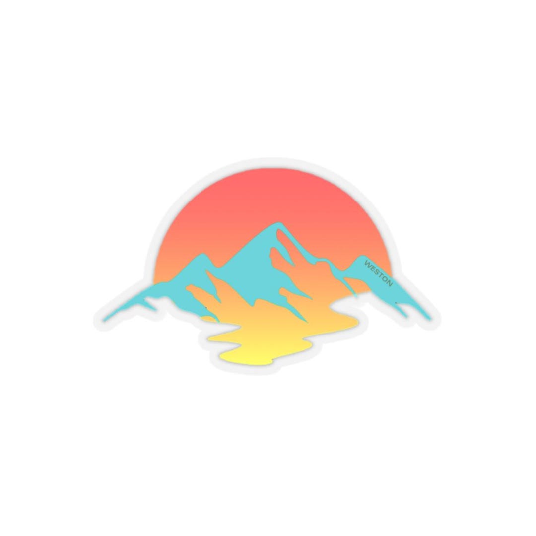Weston Logo Kiss-cut Stickers, Vibrant Sunset Design, Mountains, Bright ...