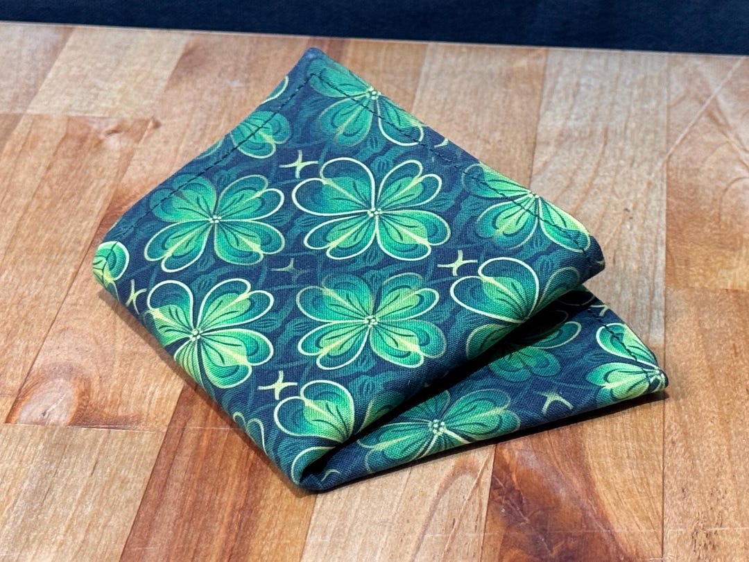Lucky Clover Handkerchief – 8x8” Cotton & Microfiber Hank for EDC ...