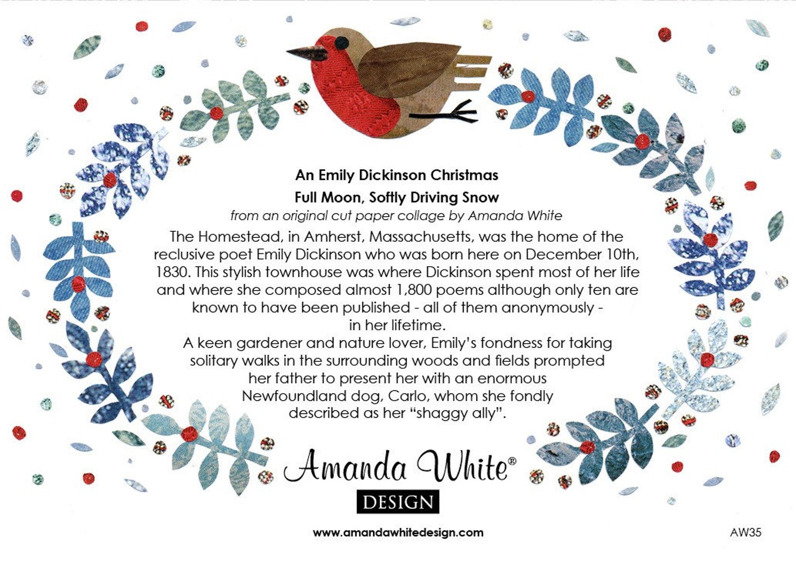 EMILY DICKINSON Christmas Cardtraditional Snow - Etsy