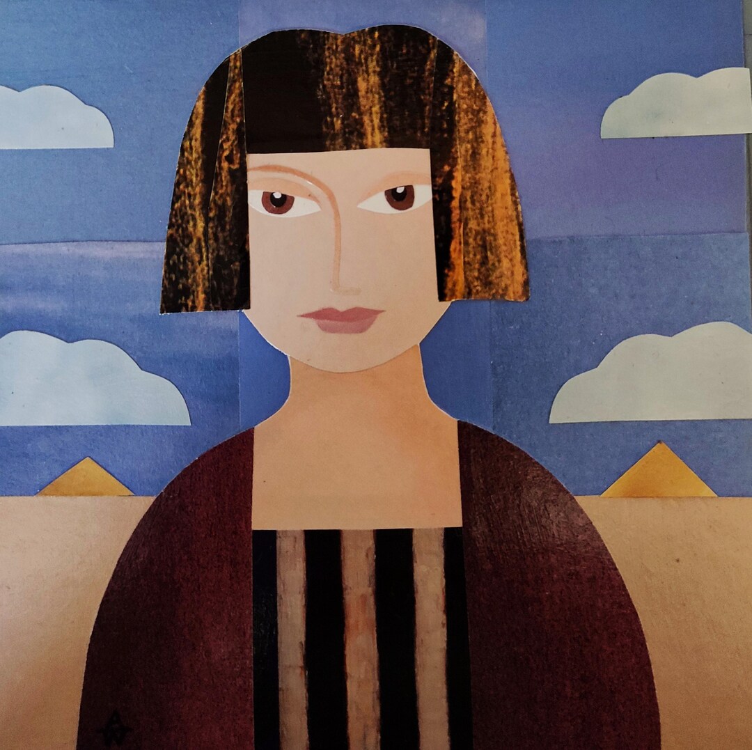 ORIGINAL COLLAGE ARTWORK, Portrait of a Lady, Cut Paper Collage, Amanda ...