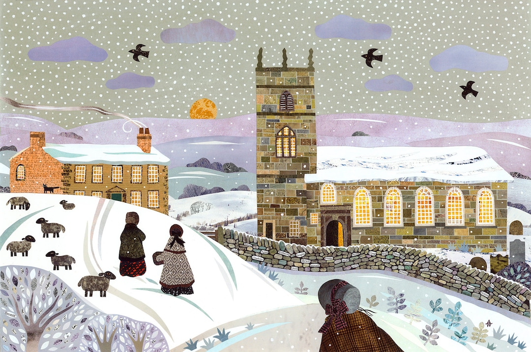 BRONTE SISTERS Haworth Art Print, Bronte Parsonage Winter Walk, Jane ...