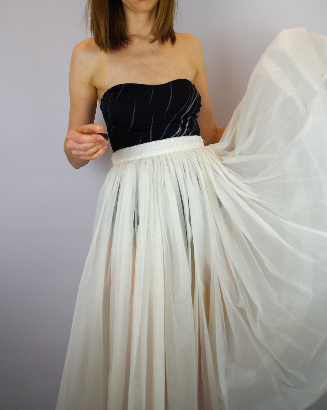 Dreamy white sheer vintage 1950s skirt / 50s pin up petticoat | Etsy