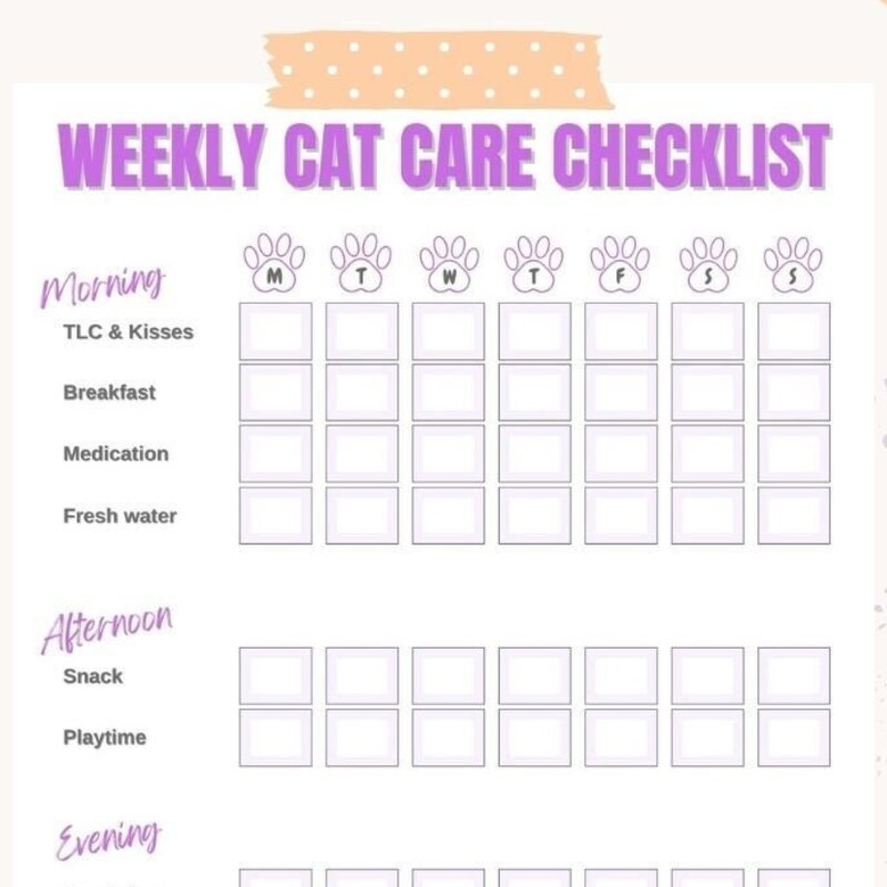 Cat Care Checklist - Etsy