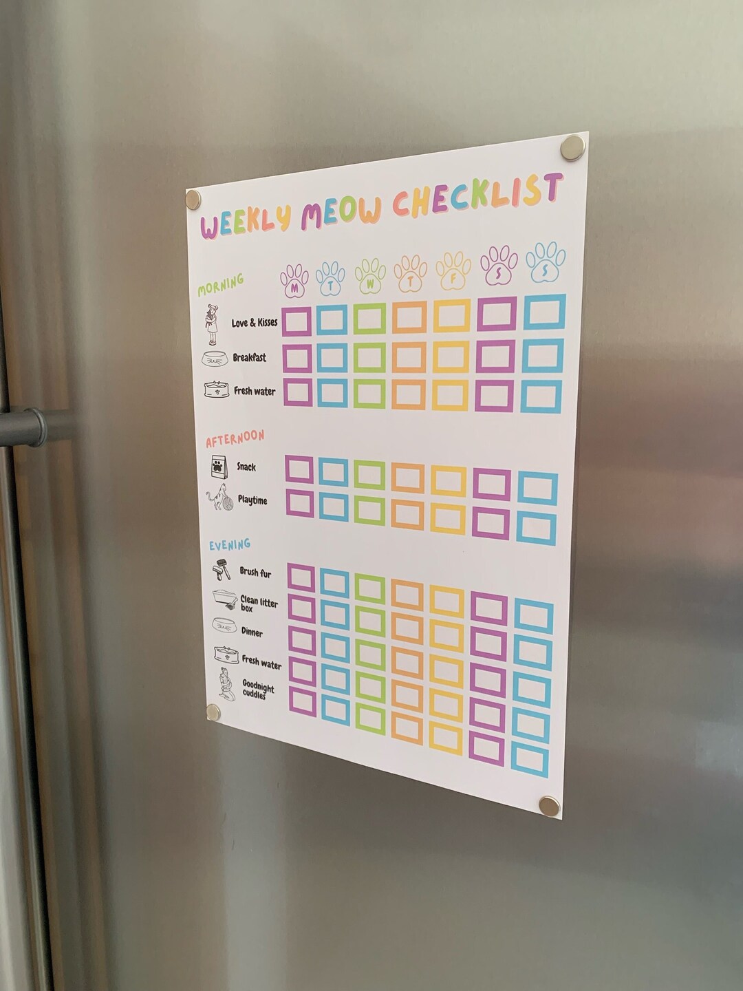 Cat Care Printable Checklist for Kids Digital Size A4 PDF Cat - Etsy