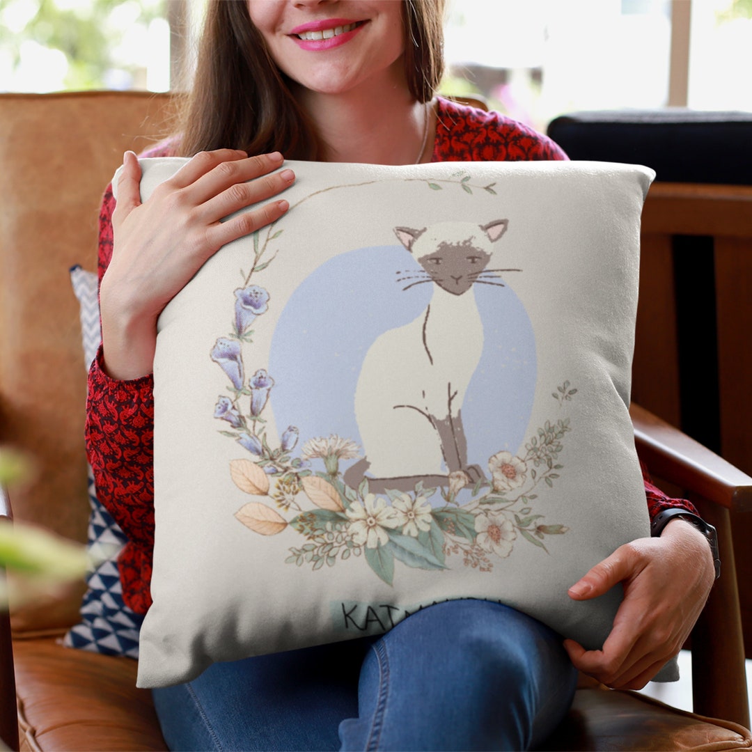 Custom Cat Pillow Cover, Personalized Cat Pillow Case, Cat Mom Birthday ...