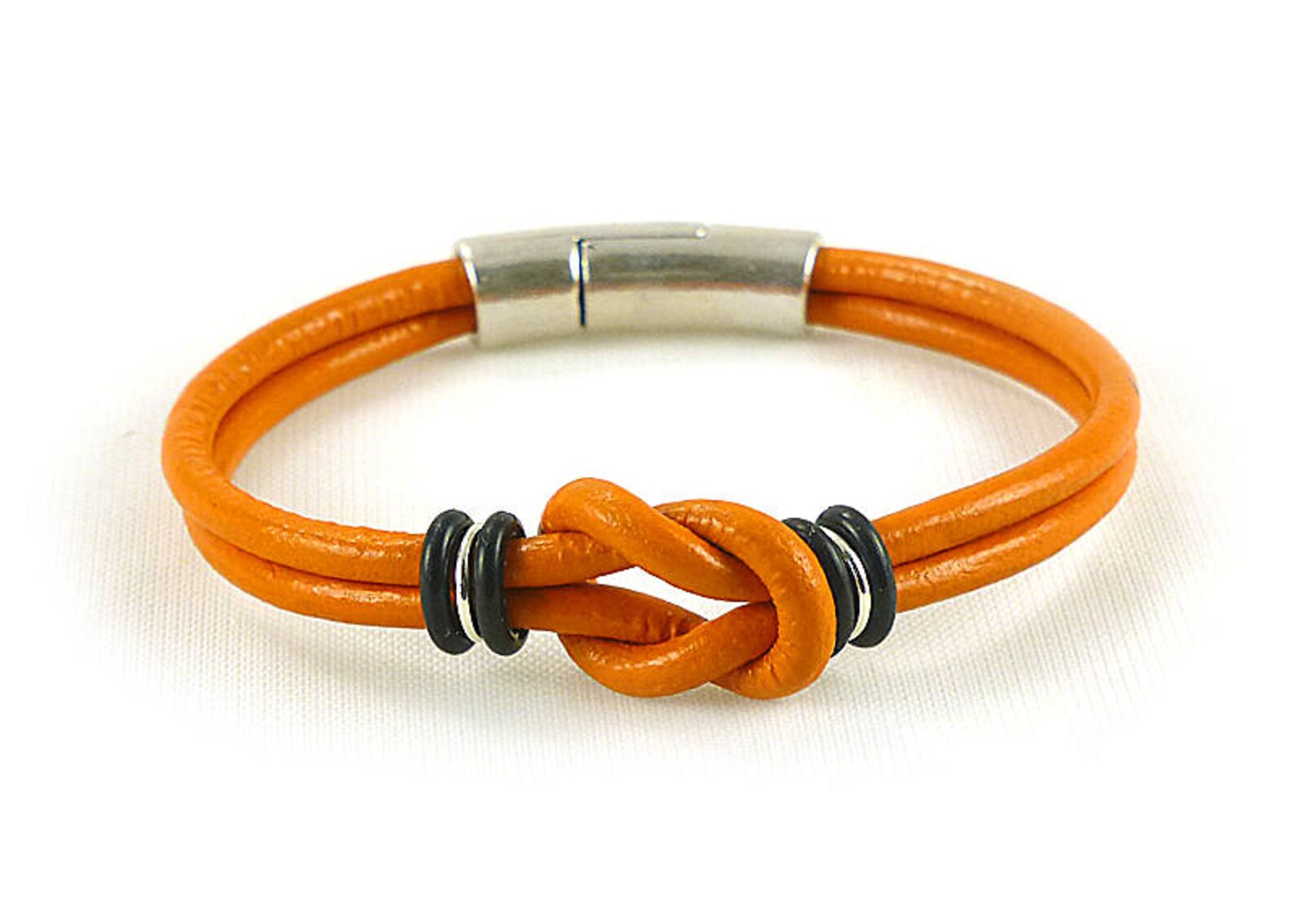 Leukemia Cancer Awareness Bracelet, Love Knot Orange Leather Bracelet ...