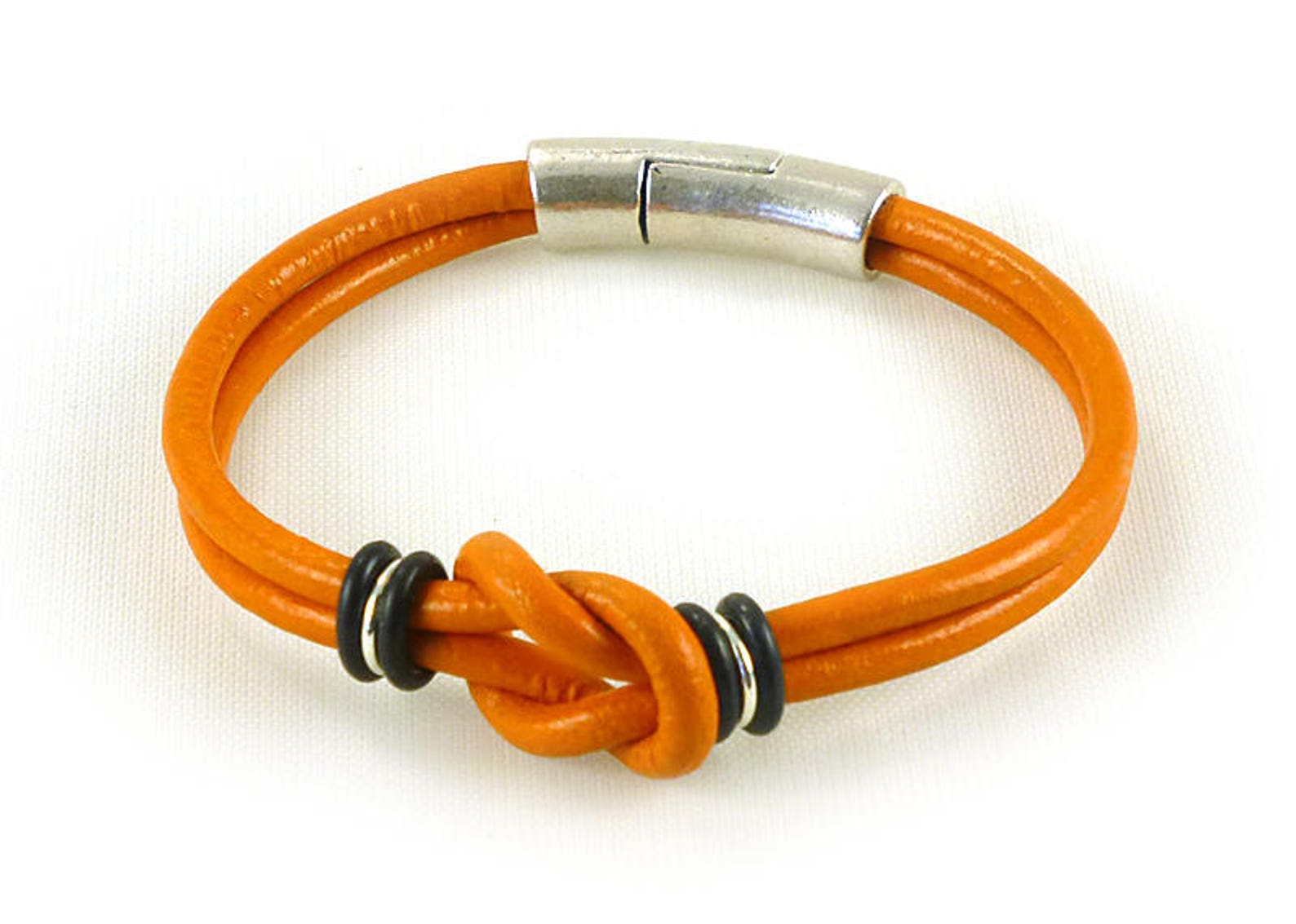 Leukemia Cancer Awareness Bracelet, Love Knot Orange Leather Bracelet ...