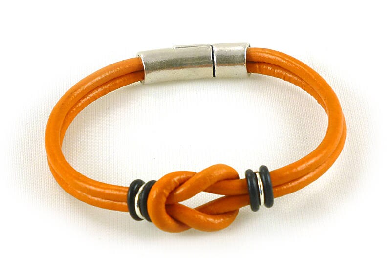 Leukemia Cancer Awareness Bracelet, Love Knot Orange Leather Bracelet ...