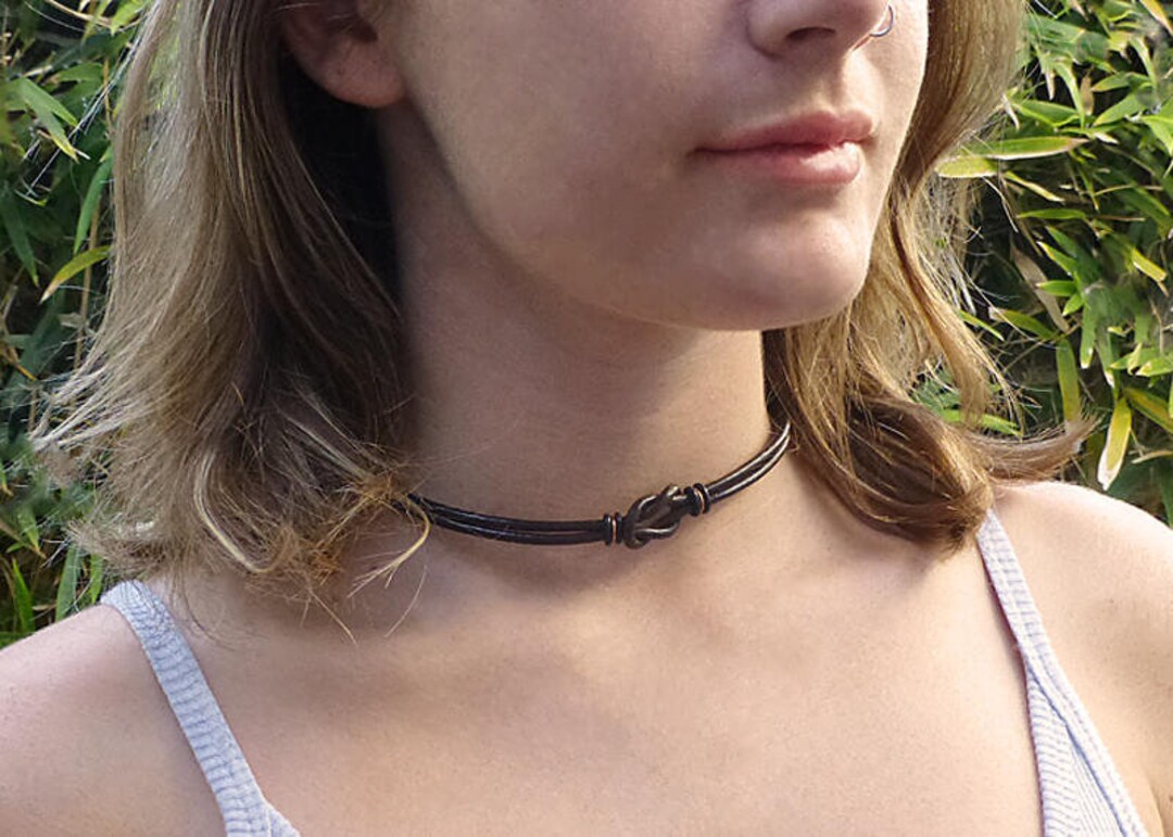 Brown Leather Choker Necklace, Neck Choker, Brown Leather Necklace ...