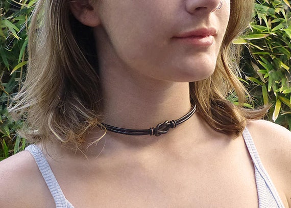 Brown Leather Choker Necklace Neck Choker Brown Leather | Etsy