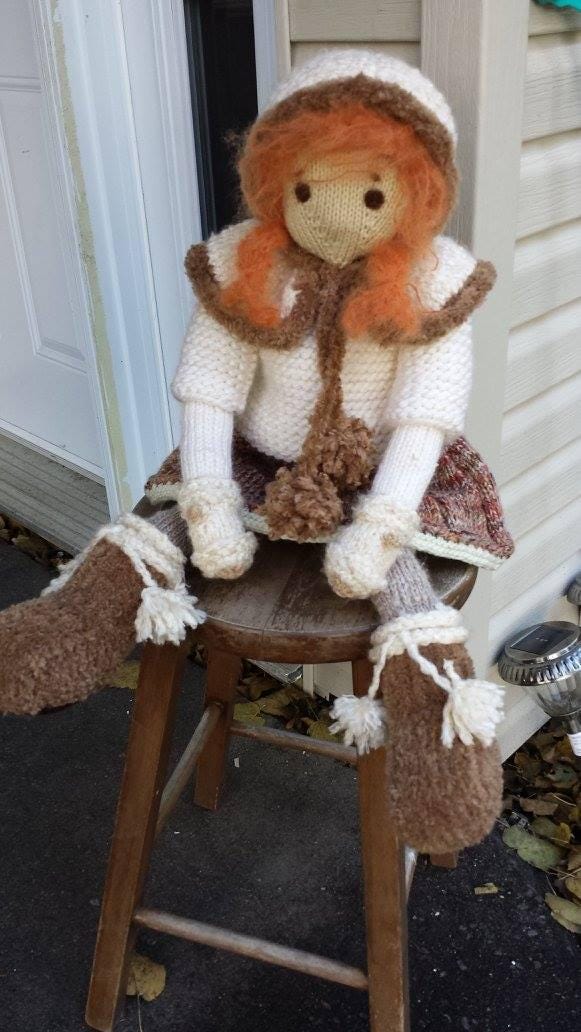 Knitting Pattern for "winter Heidi" Raggedy, Ragdoll, Knit Doll, Knit ...