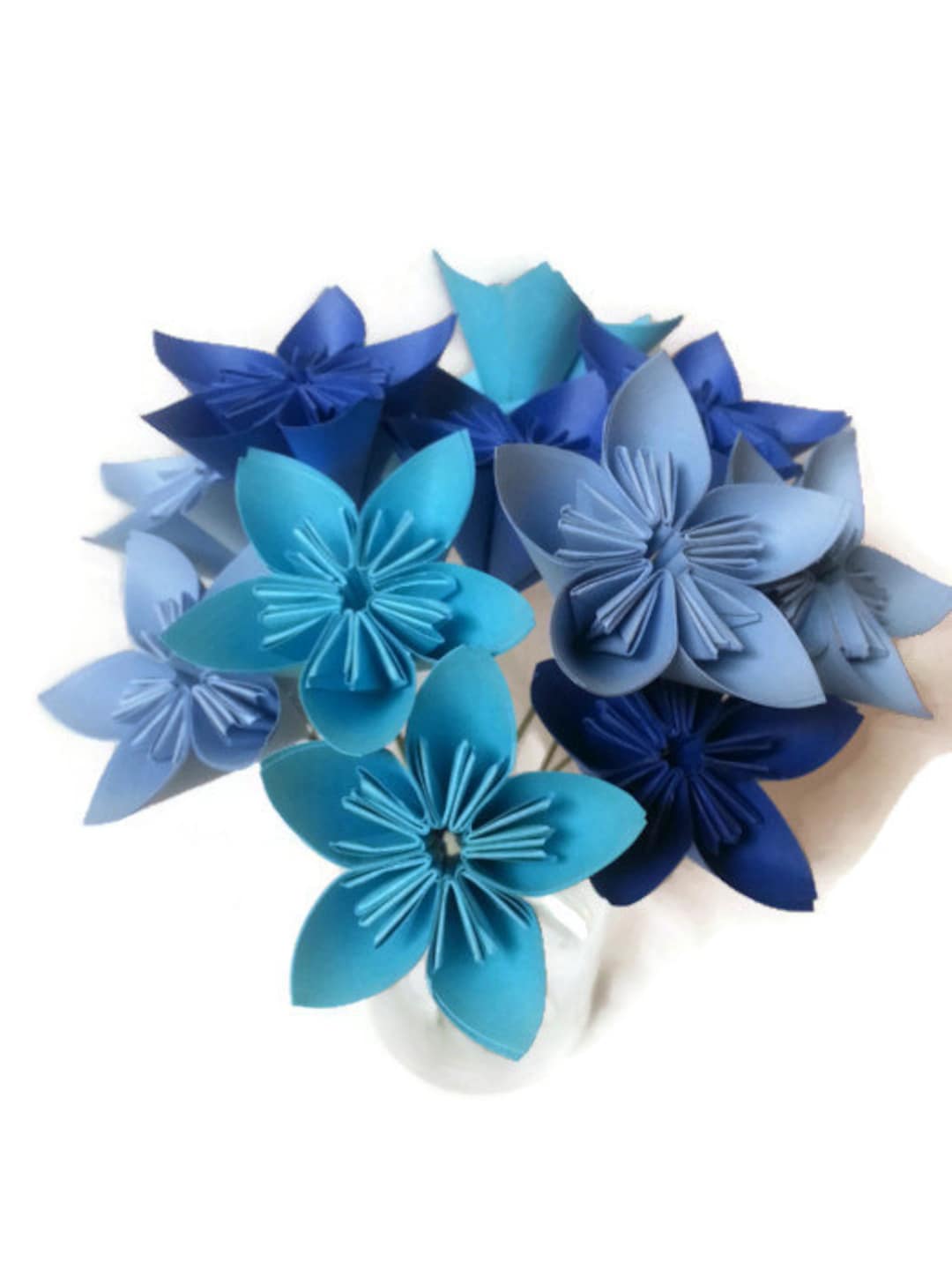 Ombre Blue Paper Flower Bouquet, Origami Flowers, Paper Flowers - Etsy
