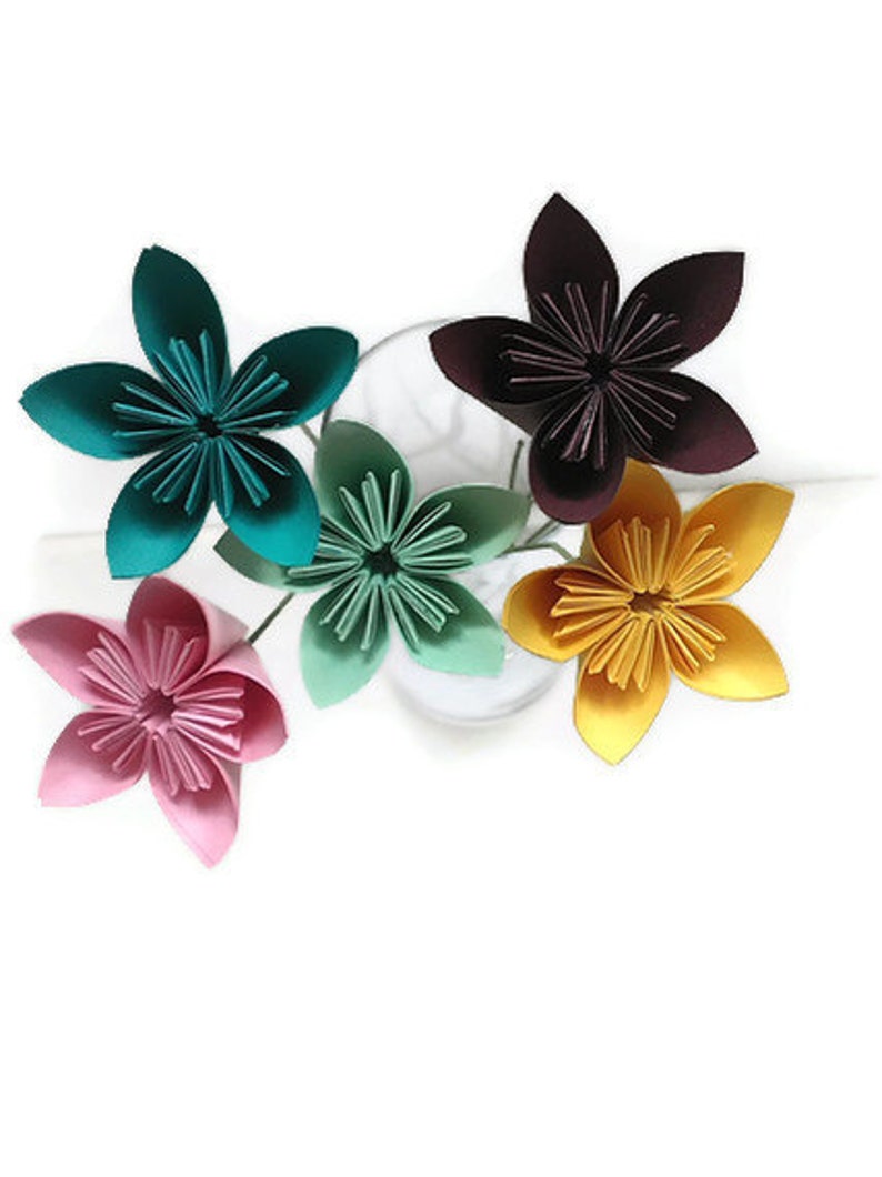 Set of 5 With Free Domestic U.S. Ship - Kusudama Paper Origami Flower ...