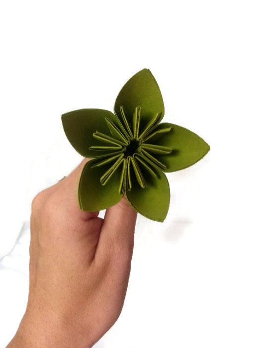 Lime Green Color Kusudama Origami Paper Flower With Stem - Etsy