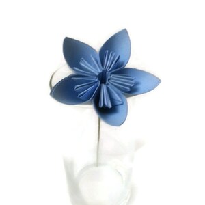 Light Blue Kusudama Origami Paper Flower With Green Wire Stem - Etsy