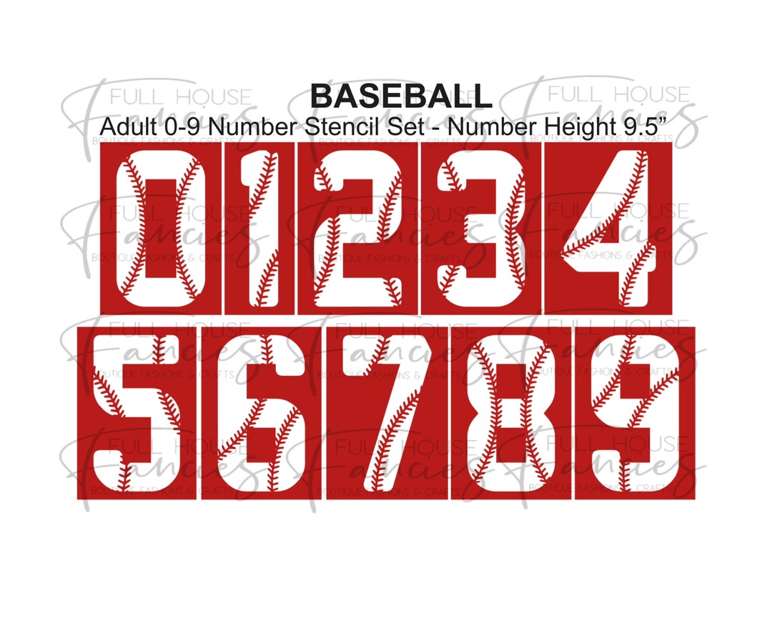 Baseball Number Stencils 0-9 - Adult & Youth Sizes - Etsy