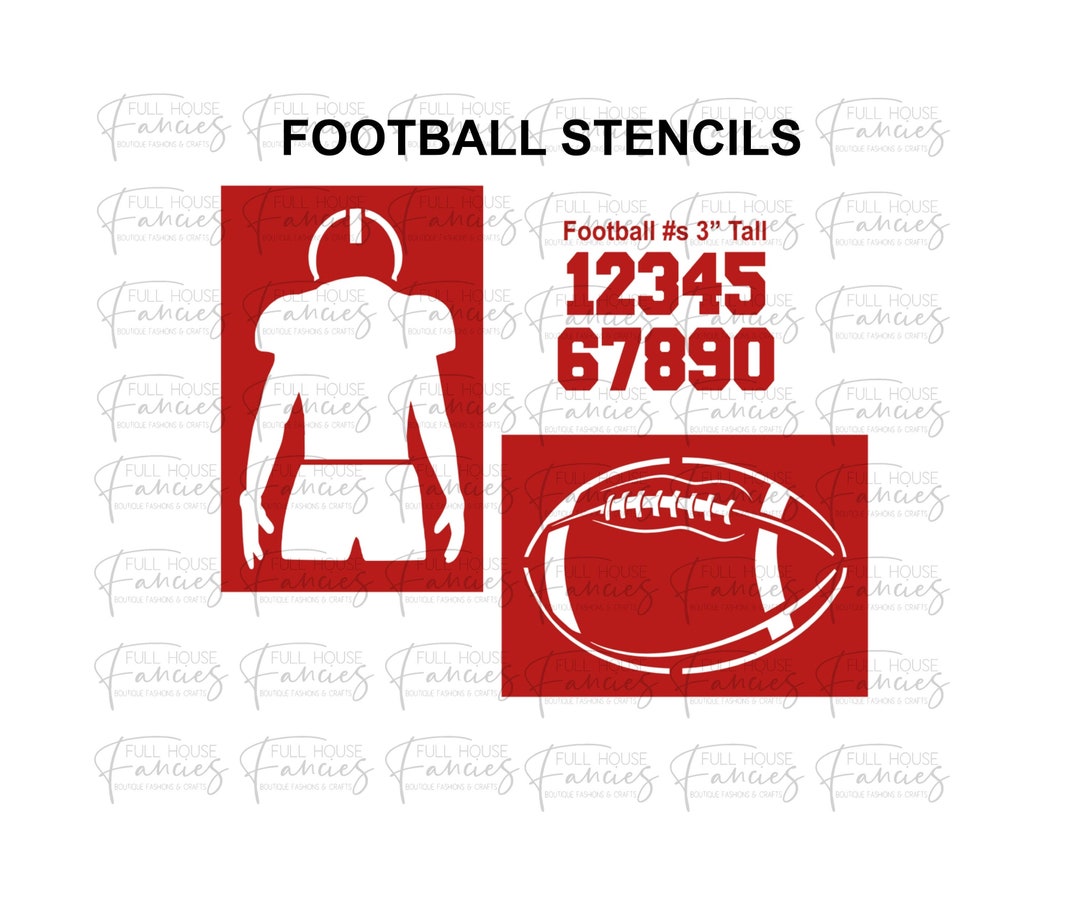 Stencils - Football Player, Football Style 2 or 3” Number Set - Etsy