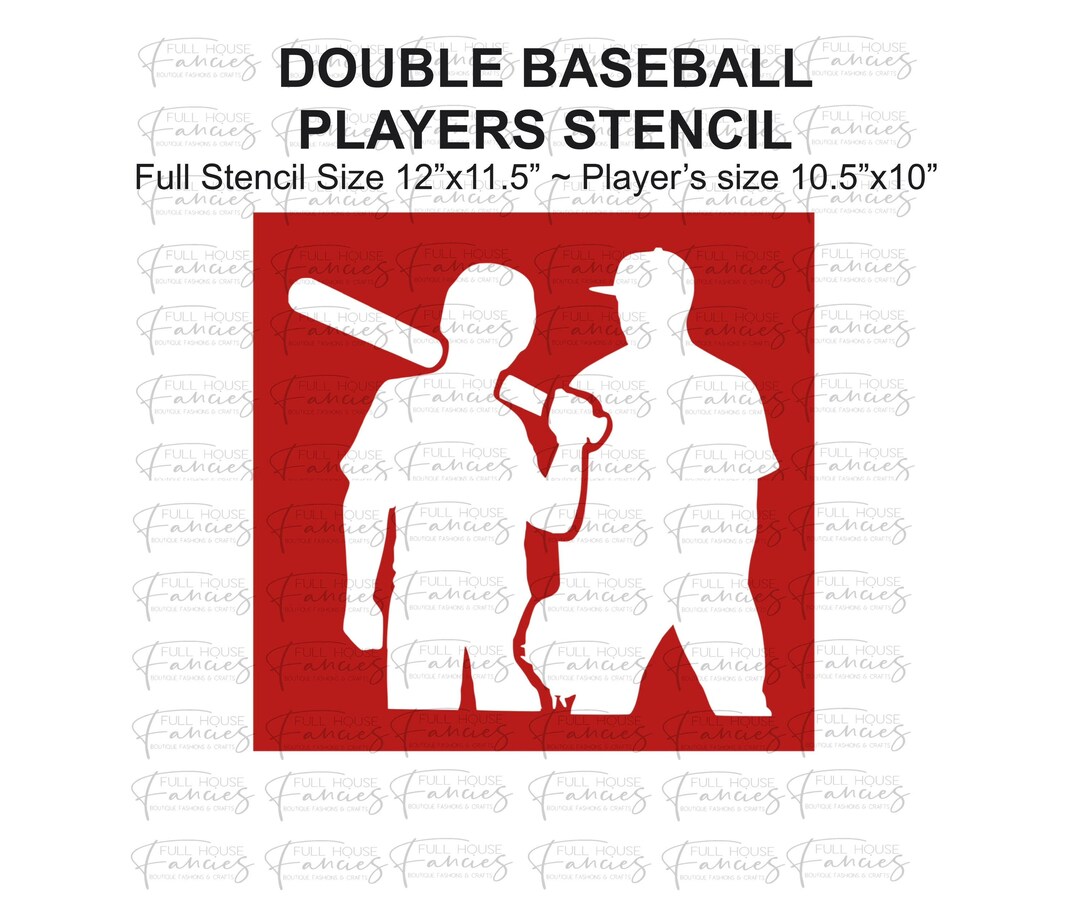 Double Baseball Players Stencil or 2” Number Set - Etsy