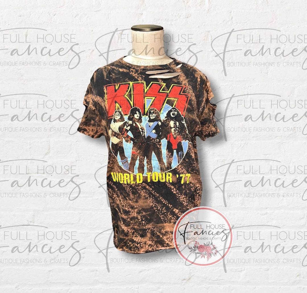 Distressed Band Bleached Tee - Etsy