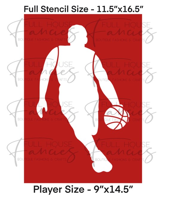 Basketball Player and 2 Numbers Stencils | Etsy