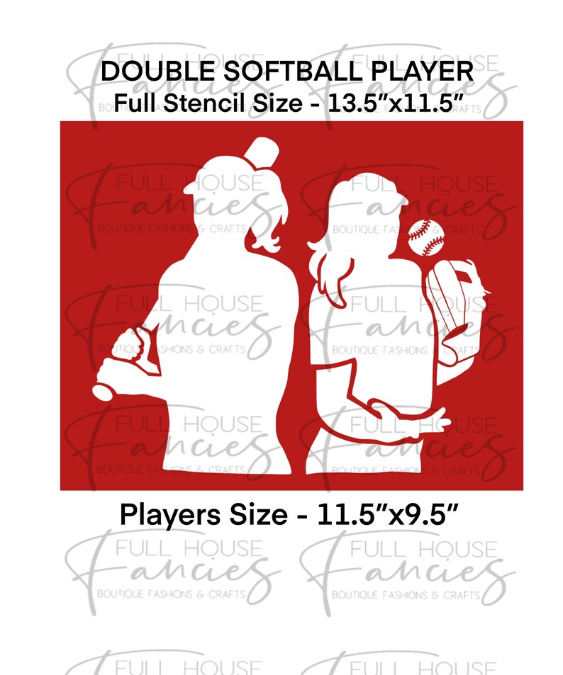 Stencils Double Softball Players and 2 Number Set - Etsy
