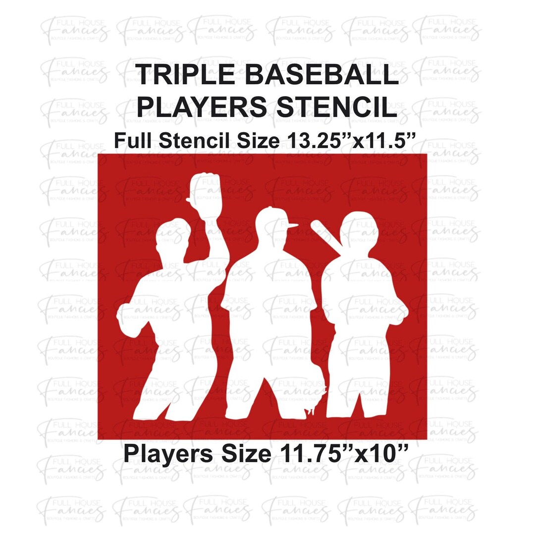 Triple Baseball Player Stencil and Number Set - Etsy