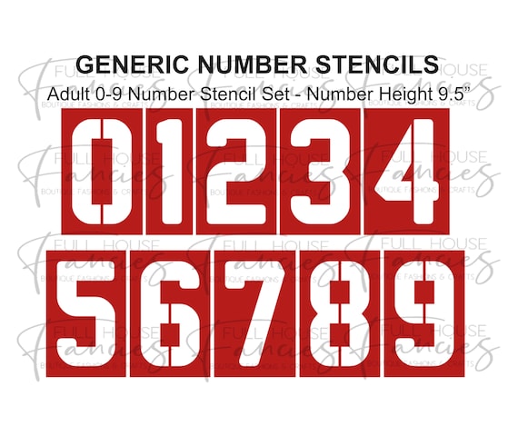 Generic Number Stencils 0-9 Adult & Youth Sizes | Etsy