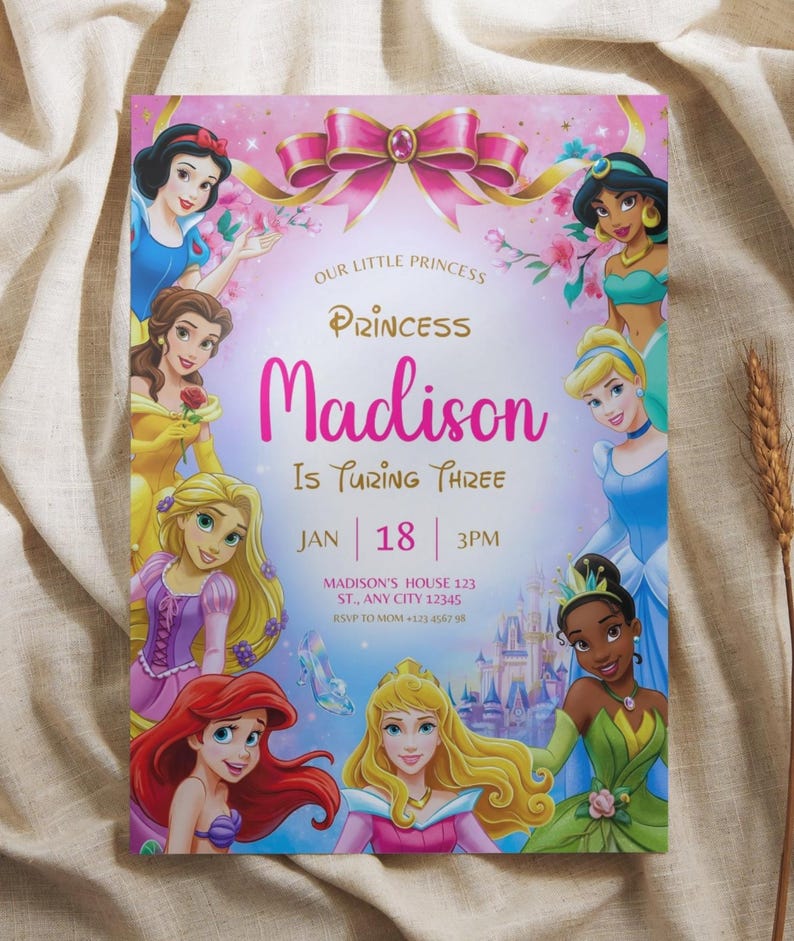 Princess Birthday Invitation Template | Disney Princess Invite ...