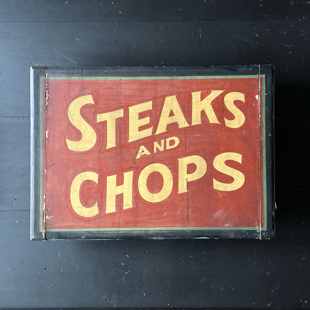 C. 1920's steaks and Chops Hand Painted Wood Restaurant Sign. - Etsy