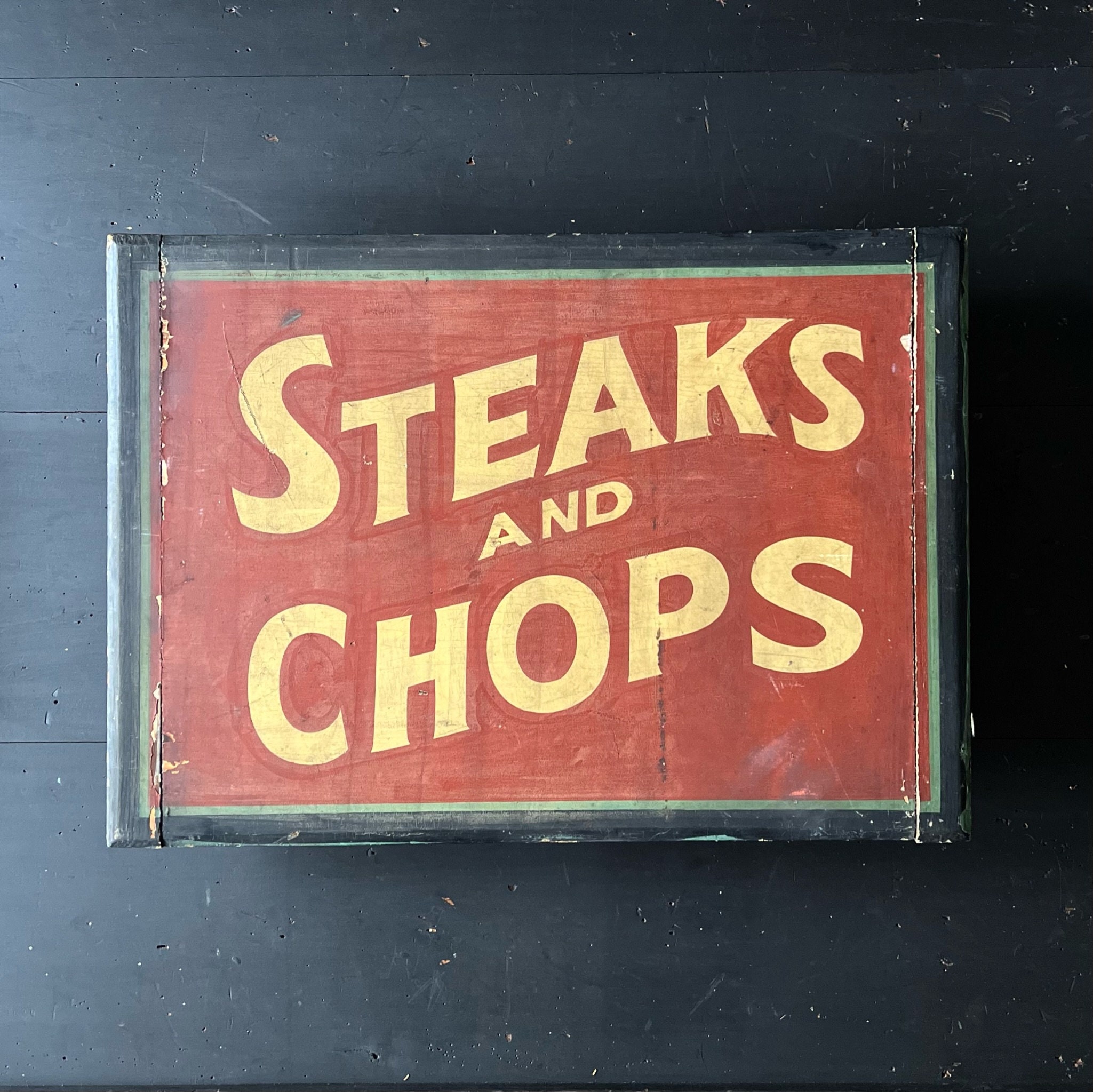 C. 1920's steaks and Chops Hand Painted Wood Restaurant Sign. - Etsy