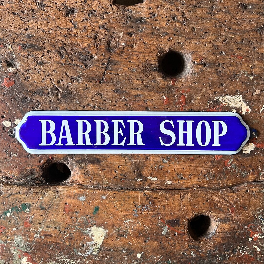 Original Porcelain Barber Shop Sign C. 1920's Antique Porcelain Door ...