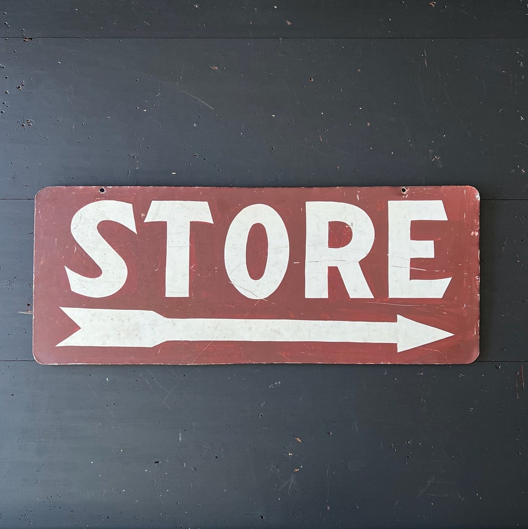 C. 1950's store Hand Painted Sign With Arrow Graphic. - Etsy