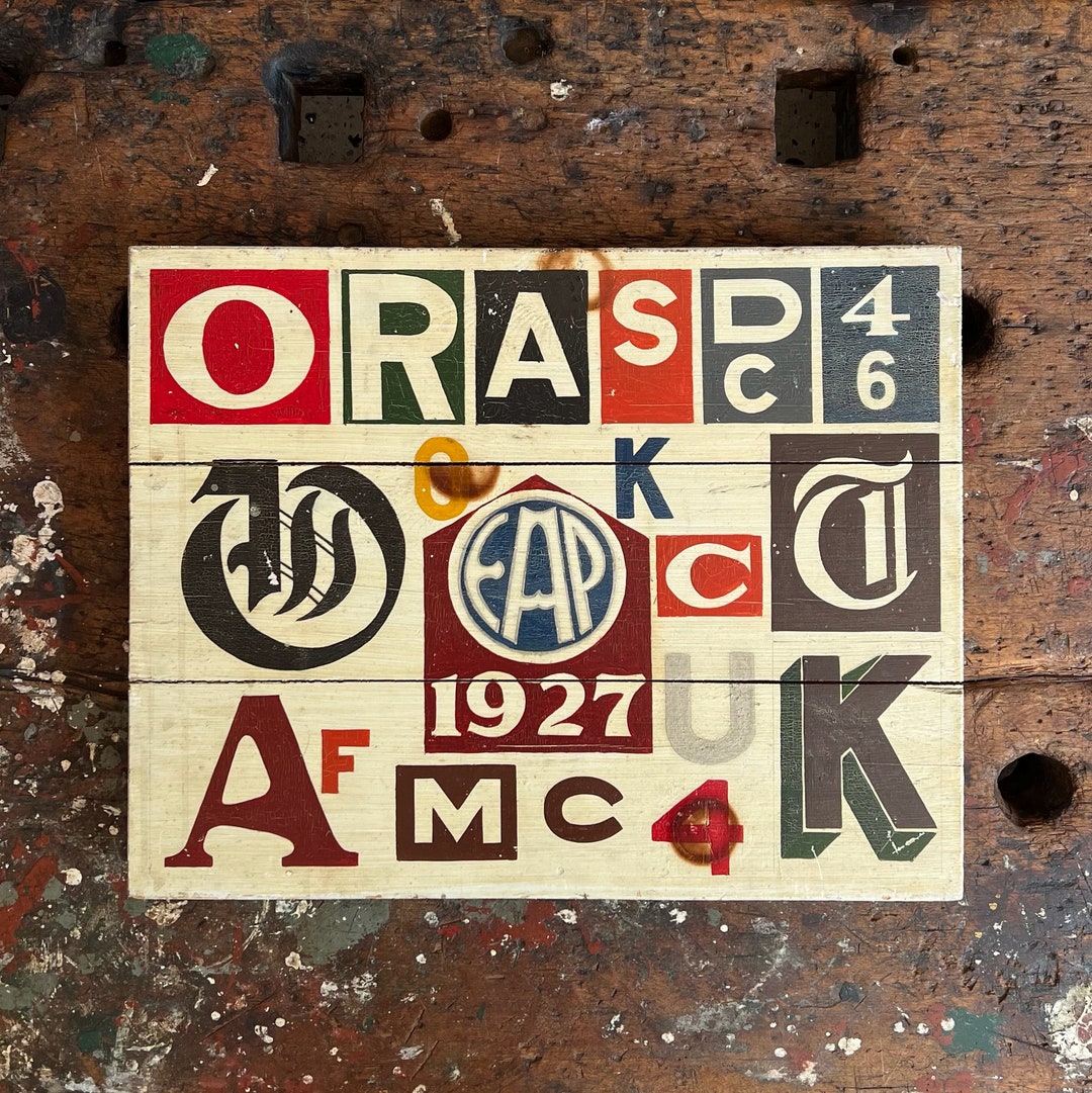 Original Sign Painters Hand Painted Wood Color & Script Sample Sign C ...