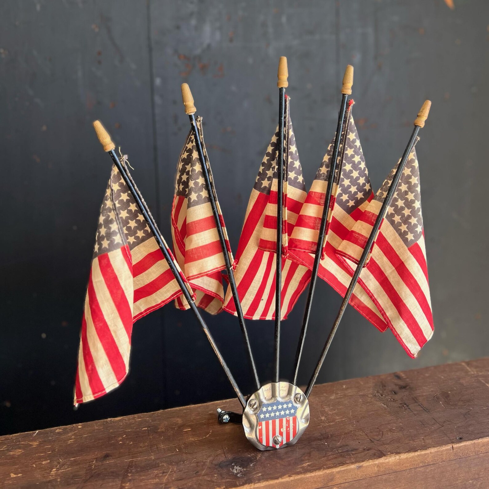 1930s Patriotic Radiator Flag Display | Auto Accessory With Tin Litho ...