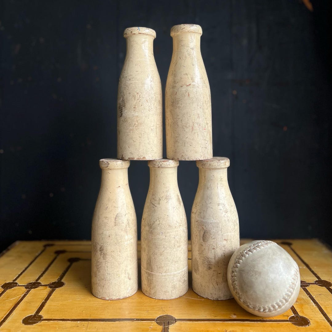 1930s Carnival Milk Bottle Knockdown Game Set • Original Paint Solid ...