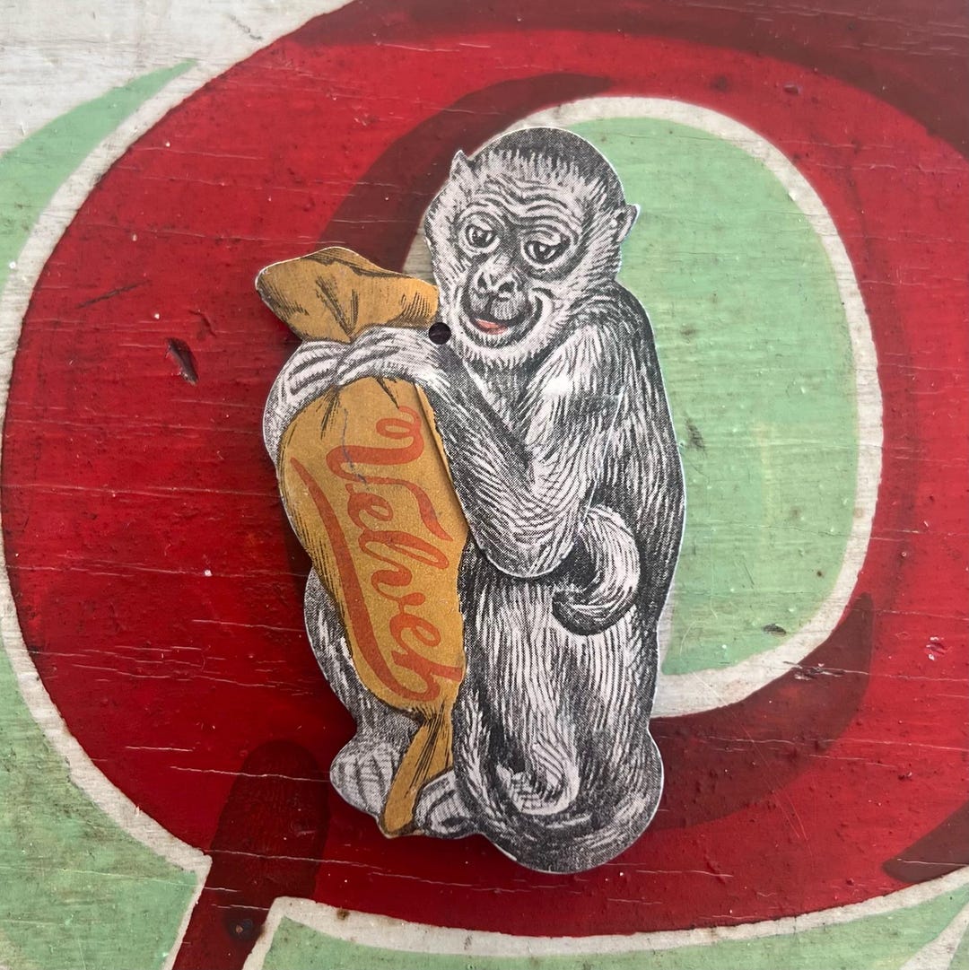 Original Velvet Tobacco Metal Advertising Book Mark With Monkey ...