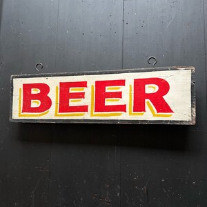 C. 1930's "beer" Hand Painted Wood Tavern Sign With Original Iron ...