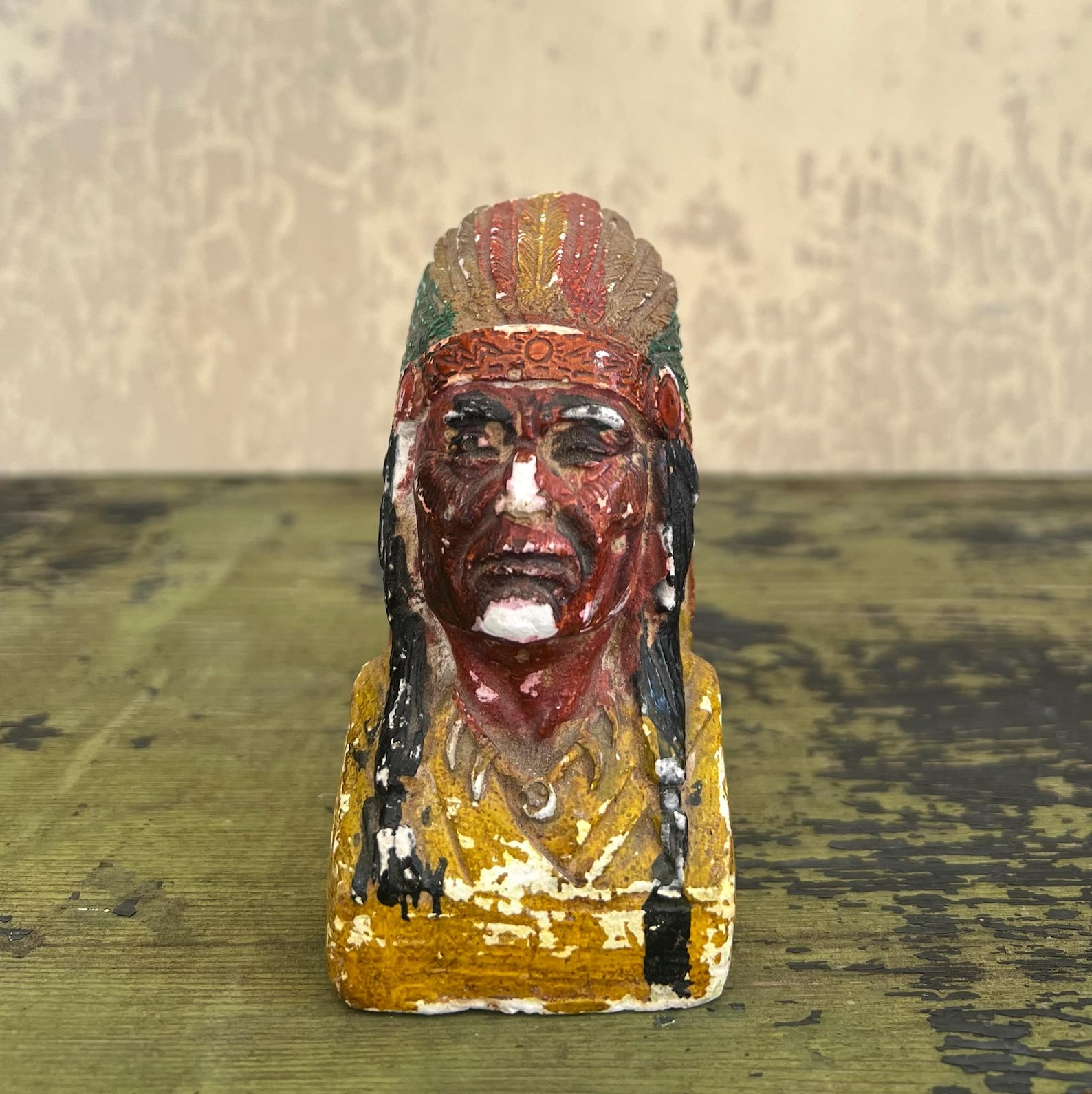 Original Native American Chalkware Boy Scout Carving Project Figural ...