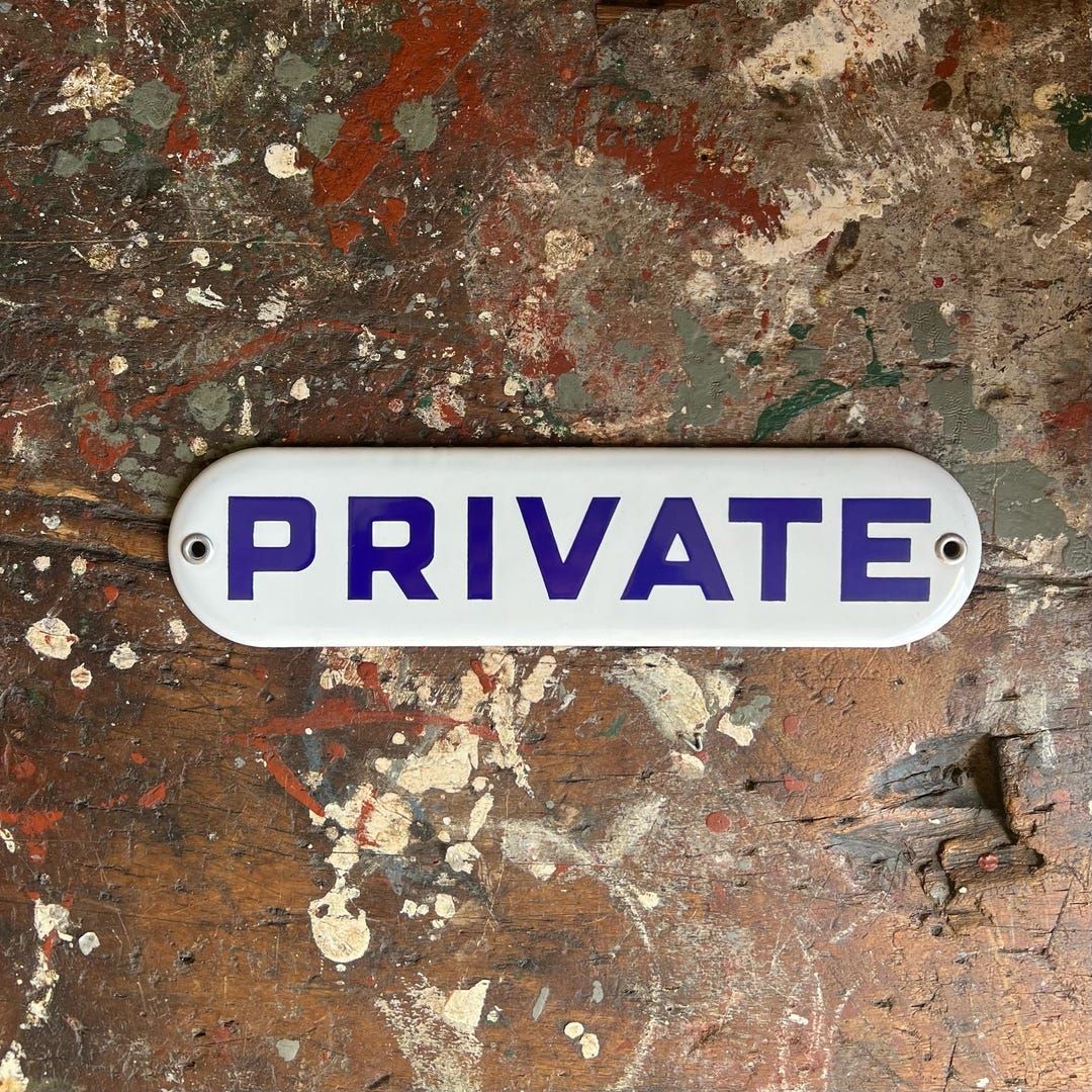 1930s PRIVATE Porcelain Door Sign | New Old Stock Porcelain Door ...