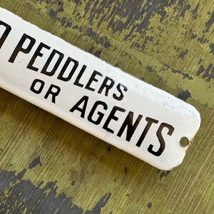 C. 1930's No Peddlers or Agents Porcelain Sign With Early Slanted ...