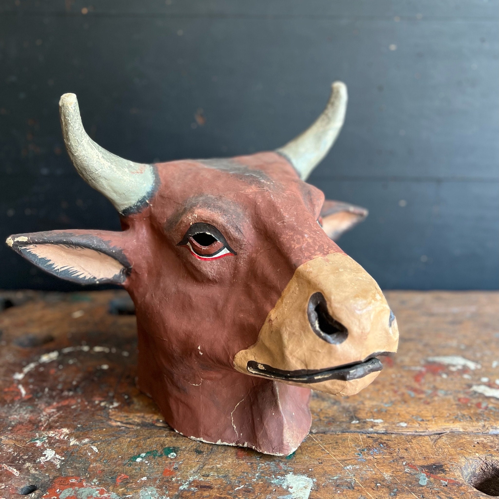 C. 1930's Paper Mache Bull Folk Art Costume Head. - Etsy Canada