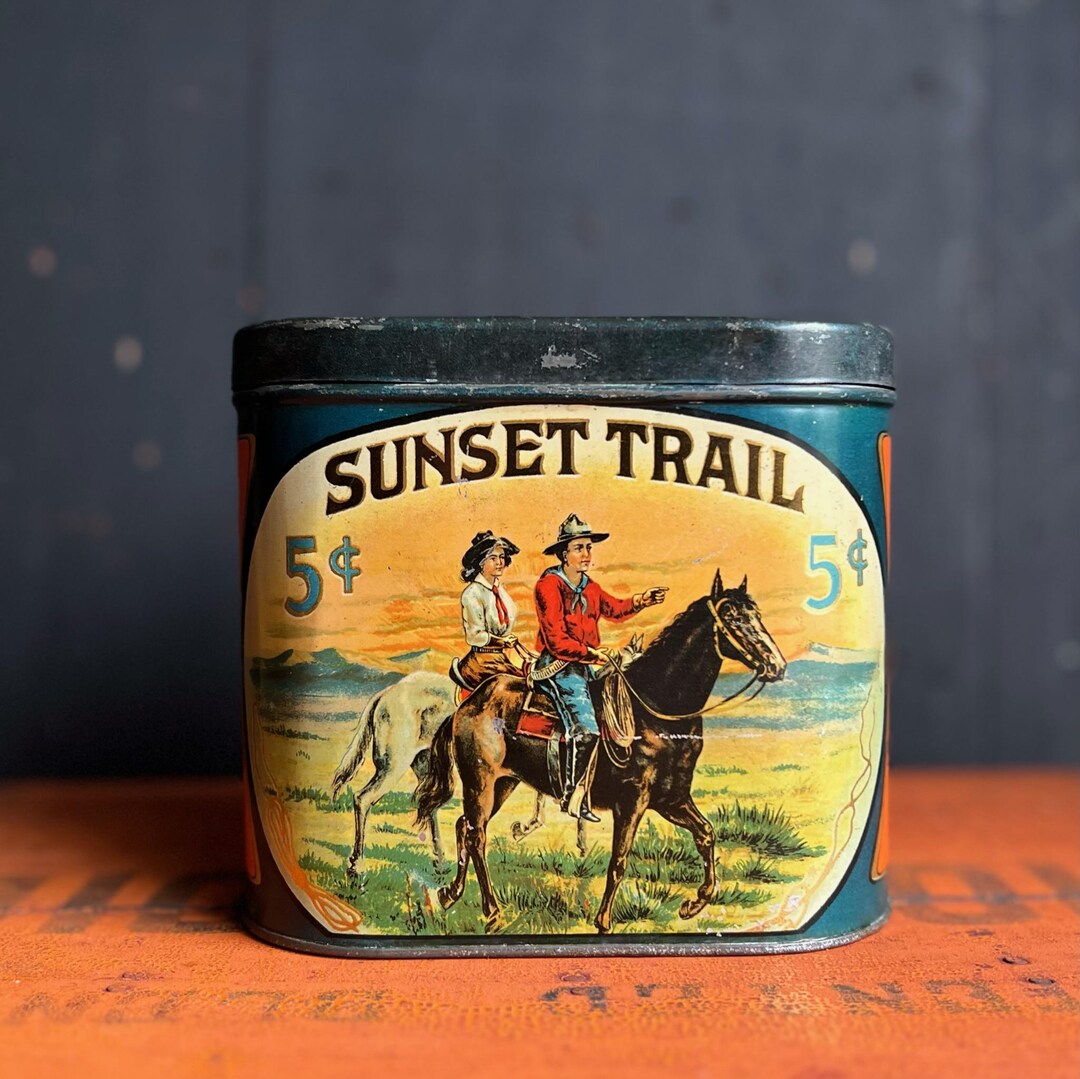 1920s Sunset Trail Cigar Tin | Roby Cigar Co. Barnesville Ohio ...