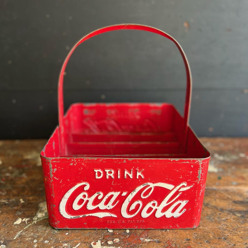 1940s Coca-cola Embossed Metal Bottle Carrier • Stadium Cooler Tote ...