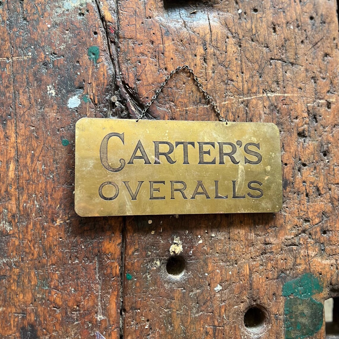 1920s Carter’s Overalls Brass Advertising Sign • Stamped Brass With ...