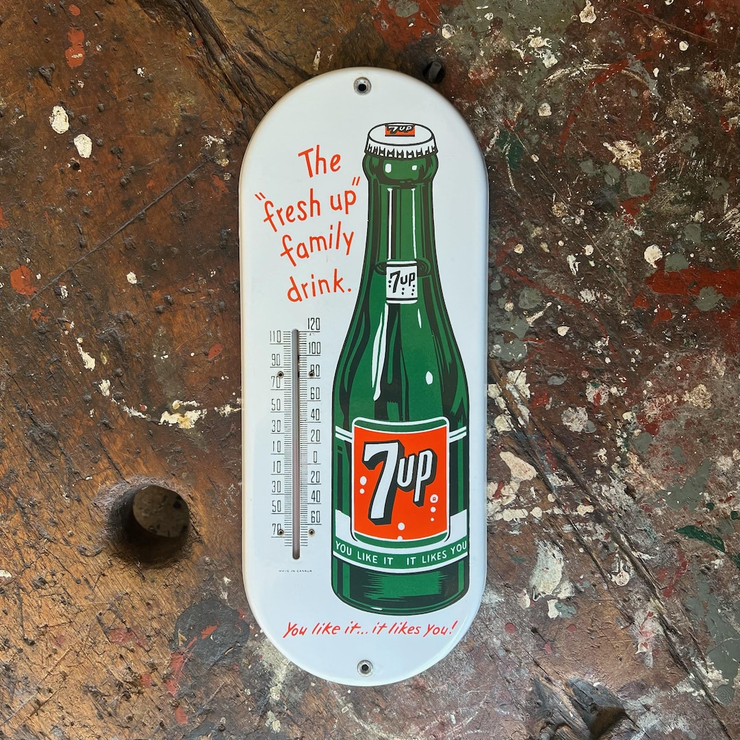 1950s 7UP Porcelain Thermometer • “the Fresh up Family Drink” With ...